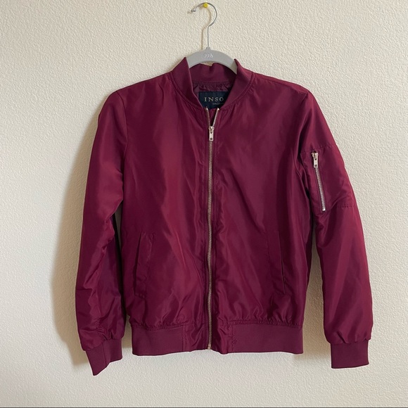 Jackets & Coats | Burgundy Bomber Jacket | Poshmark